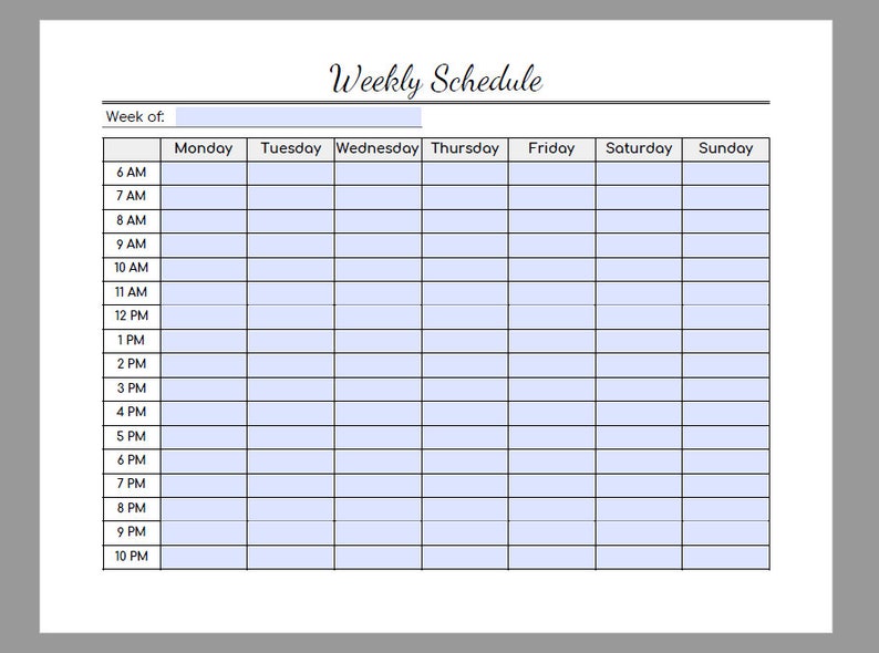 Free Printable Hourly Schedule Template