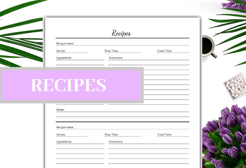 Recipe Sheet Printable Printable Recipe Recipe Inserts - Etsy