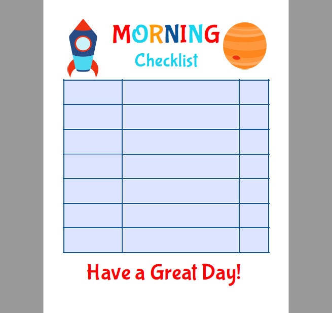 Kids Routine Space Morning/bedtime Editable Checklist - Etsy