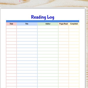 Reading Log Printable Book Log Reading List Kids Reading Goal PDF ...