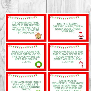 Christmas Treasure Hunt Printable 18 Cards | Scavenger Hunt Game | Kids ...