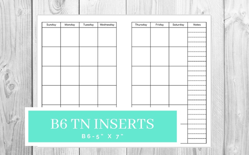 Monthly Planner B6 TN Inserts Printable Month on Two Pages - Etsy