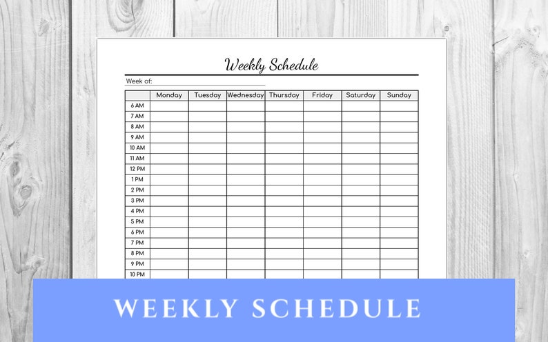 Weekly Schedule Editable PDF Hourly Schedule Printable - Etsy