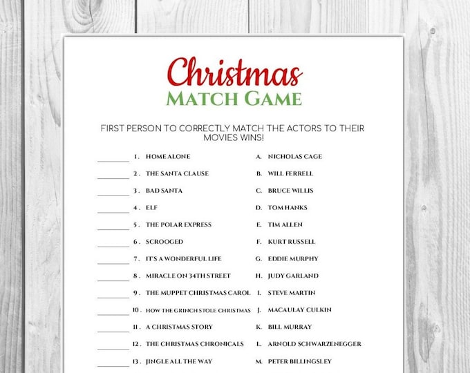 Christmas Match Me Fun Holiday Match Game Adult Christmas Party Game ...