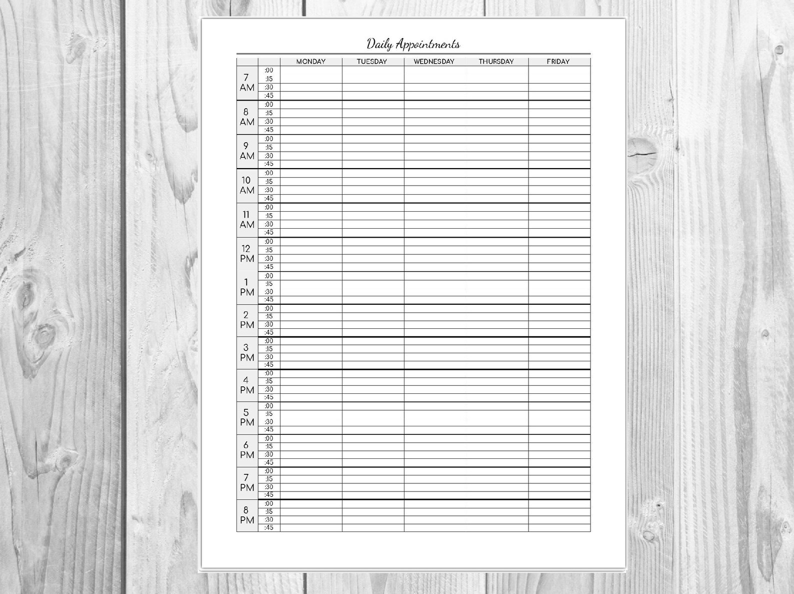 Daily Appointments Printable | Editable Appointment Sheet | Instant ...