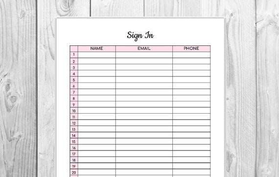 Event Sign Up Sheet Template