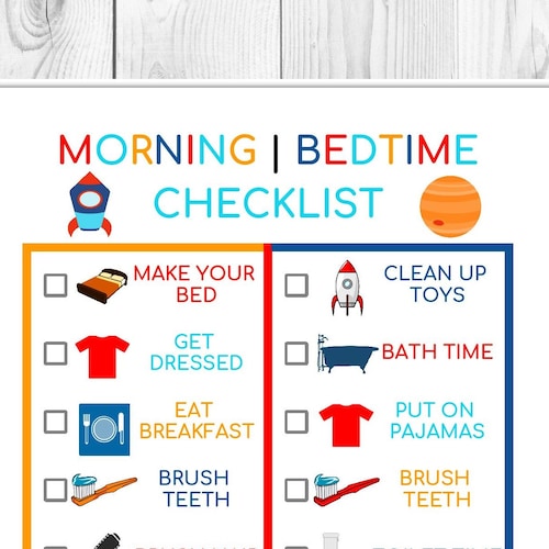 Kids Routine Space Morning/bedtime Editable Checklist - Etsy
