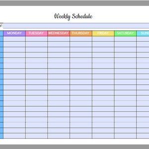 Weekly Schedule Editable PDF Colorful | Hourly Schedule Printable ...