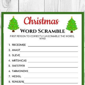 Christmas Games Word Scramble Word Search Kid Games Printable Christmas ...