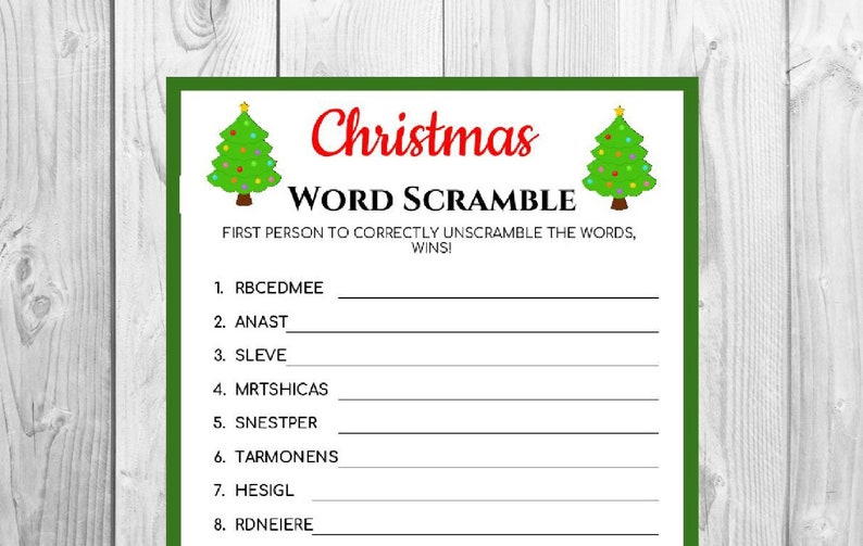 Christmas Word Scramble Kid Games Printable Christmas Game Instant ...