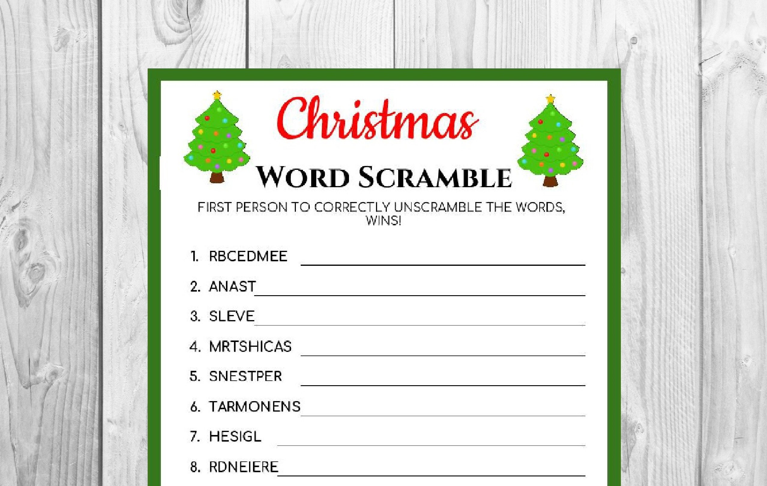 Christmas Word Scramble Kid Games Printable Christmas Game Instant ...