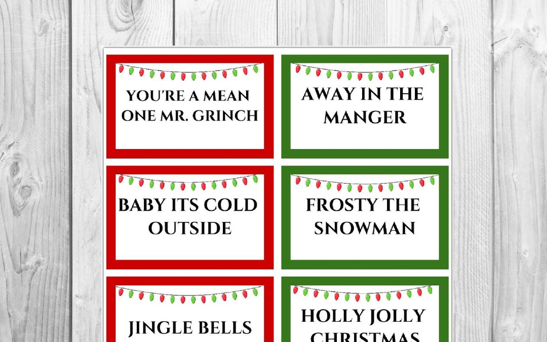 Christmas Carol Pictionary 32 Cards Printable | Christmas Games| Family ...