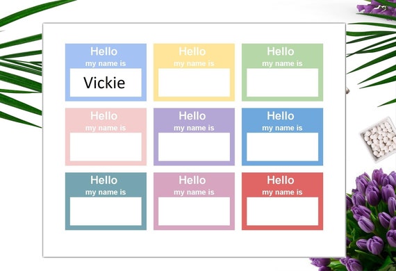 Hello My Name is Printable Name Tags PDF Instant Download | Etsy
