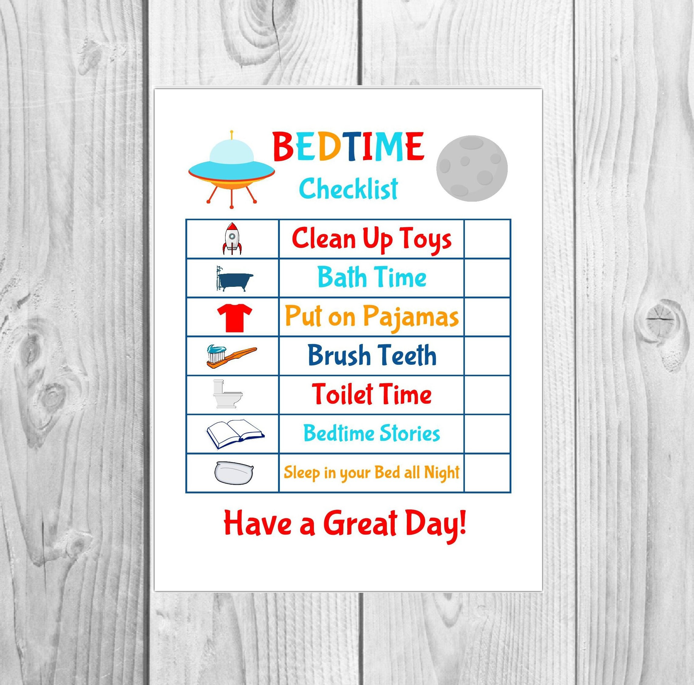 Kids Routine Space Morning/bedtime Editable Checklist - Etsy