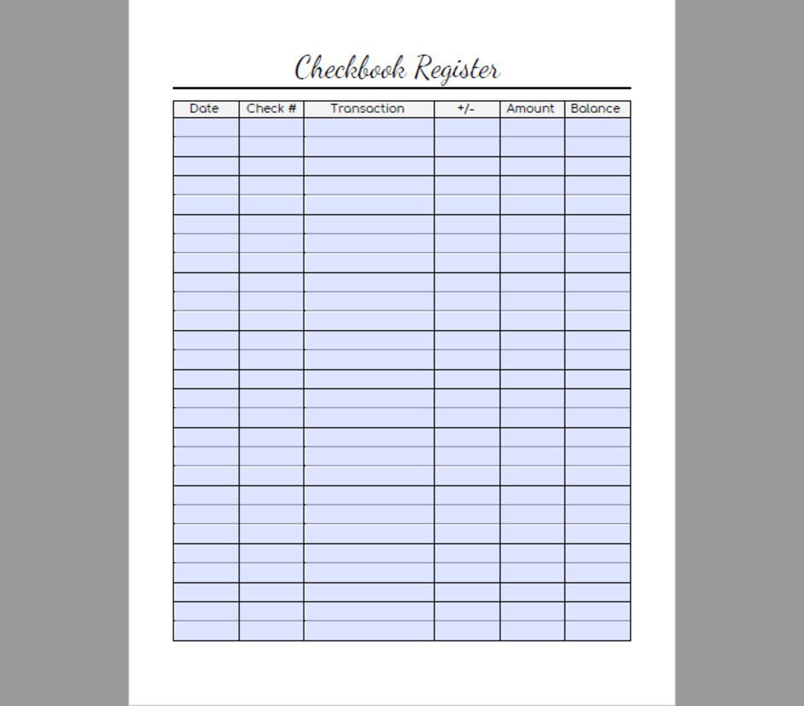 Checkbook Register Printable Expense Register-finance - Etsy