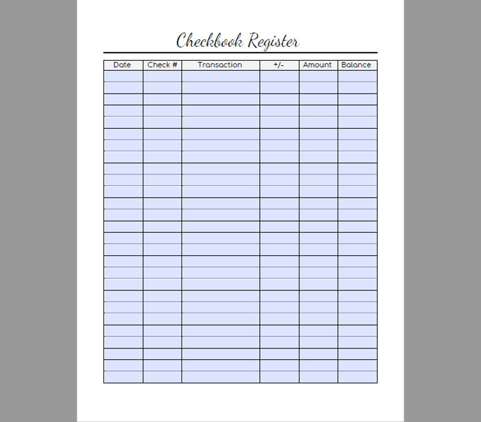 Checkbook Register Printable Expense Register-finance - Etsy