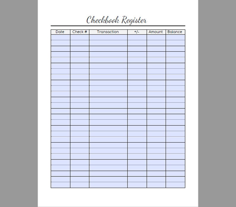 Checkbook Register Printable Expense Register-finance - Etsy