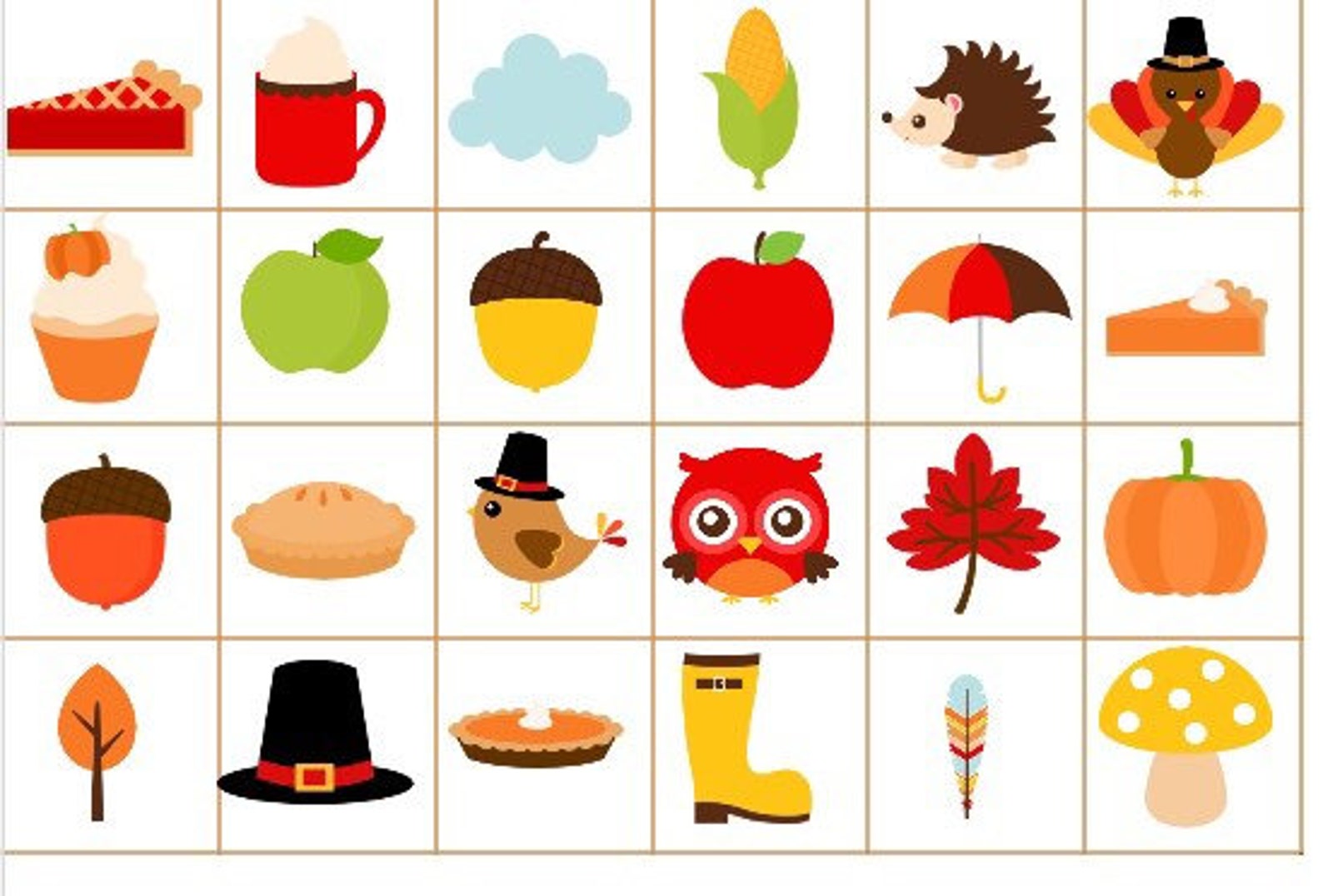 Thanksgiving Bingo Printable Kids Games Party Games | Etsy