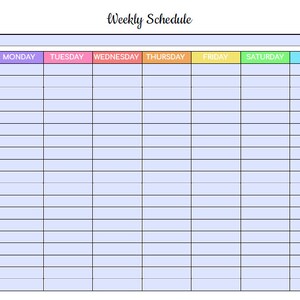 Weekly Schedule Editable PDF Colorful | Hourly Schedule Printable ...