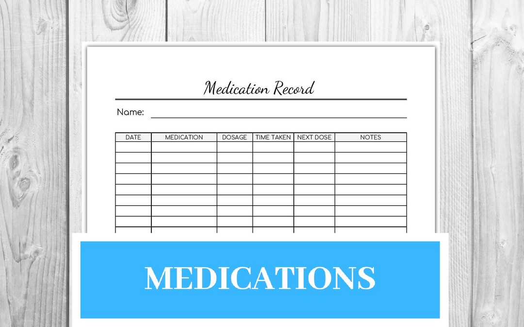 Medication Printable I Editable Medication Record I US Letter INSTANT ...