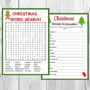 Christmas Games Word Scramble Word Search Kid Games Printable Christmas ...