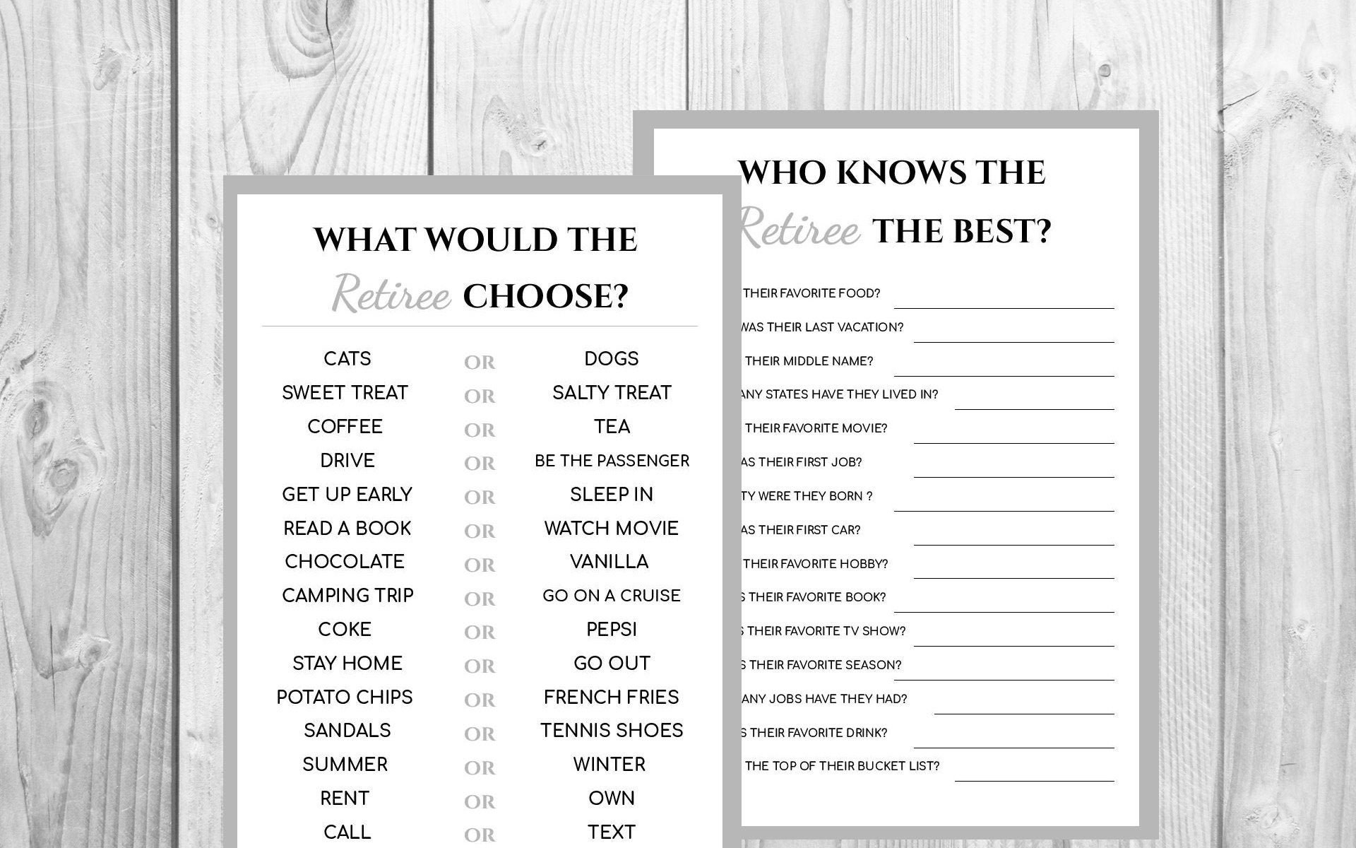 Retirement Party Game Printable Who Knows the Retiree What | Etsy