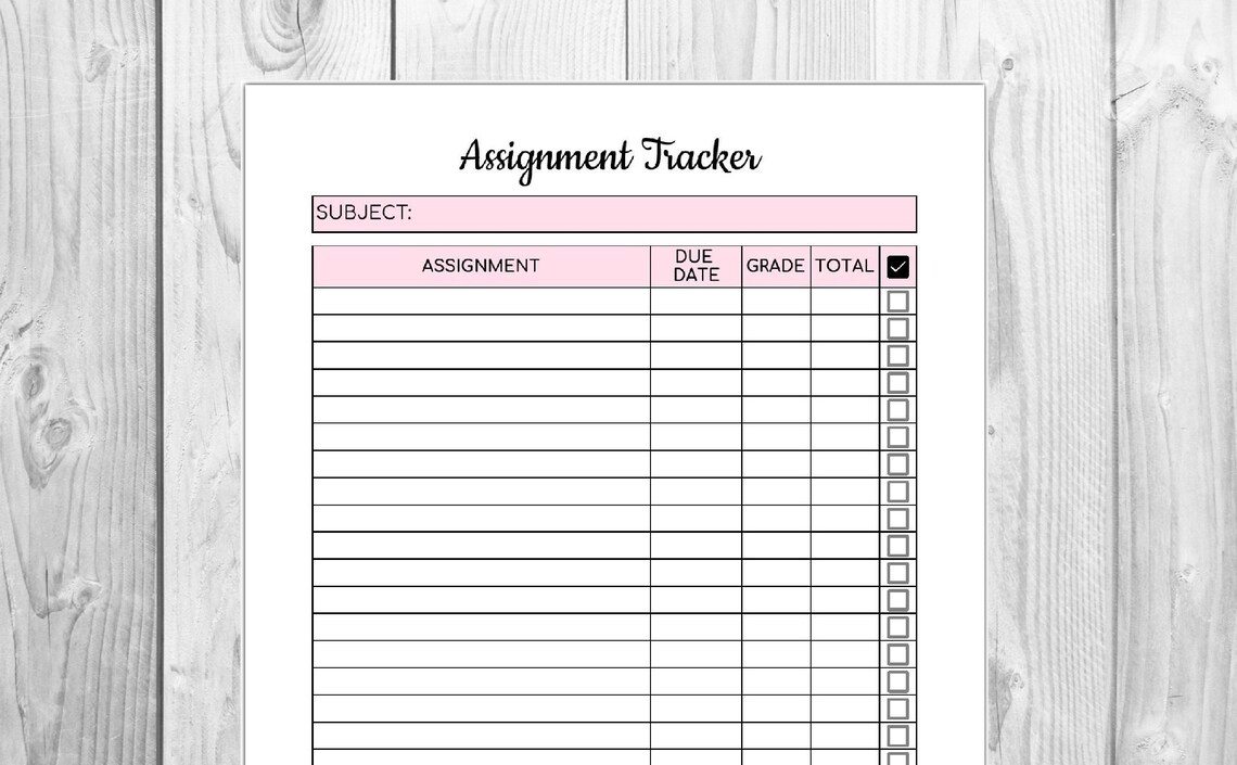 Assignment Tracker Printable Editable Grade Tracker | Etsy