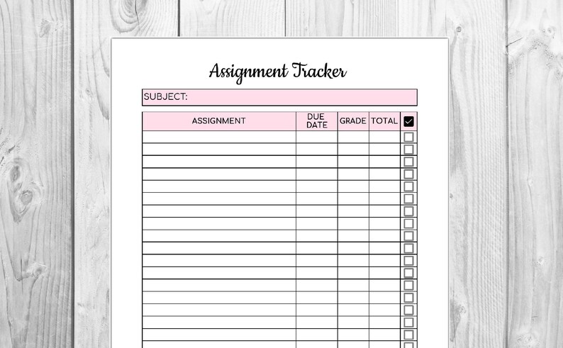 Assignment Tracker Printable Editable Grade Tracker - Etsy