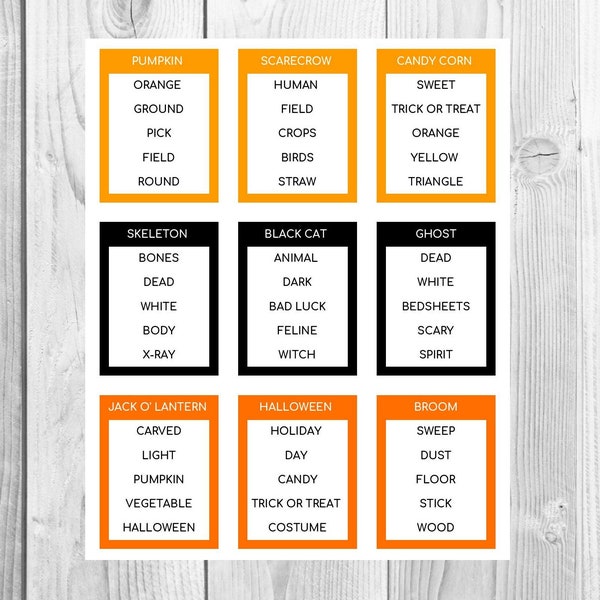 Halloween Taboo Games - Etsy