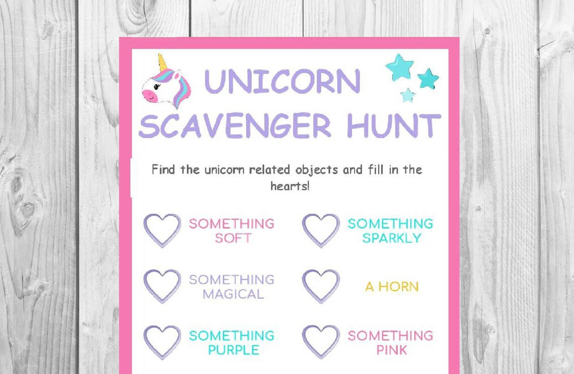 Unicorn Scavenger Hunt Birthday Game Home Activity - Etsy