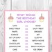 Cupcake Birthday Game Printable What Would the Birthday Girl Choose Pre ...