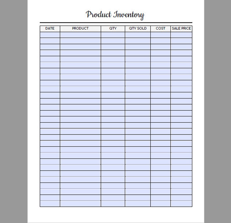 Product Inventory Printable PDF Product Tracker Etsy - Etsy