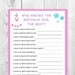 Unicorn Birthday Game Who Knows the Birthday Girl Printable Kids Games ...