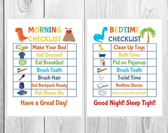 Kids Morning/bedtime Checklist Printable Chore Chart Kid | Etsy