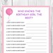 Pink Birthday Game Who Knows the Birthday Girl Printable Kids Games ...