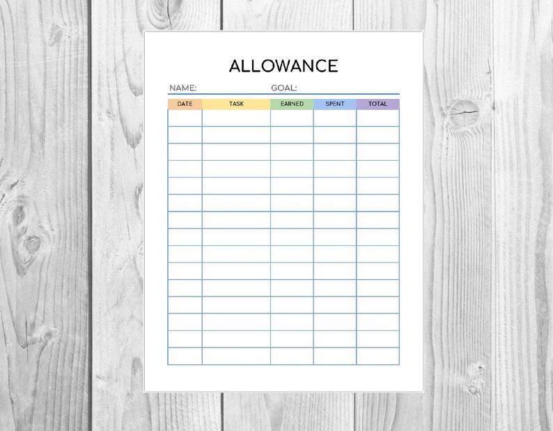 Kid Allowance Tracker Savings Tracker Kids Money Printable - Etsy Hong Kong