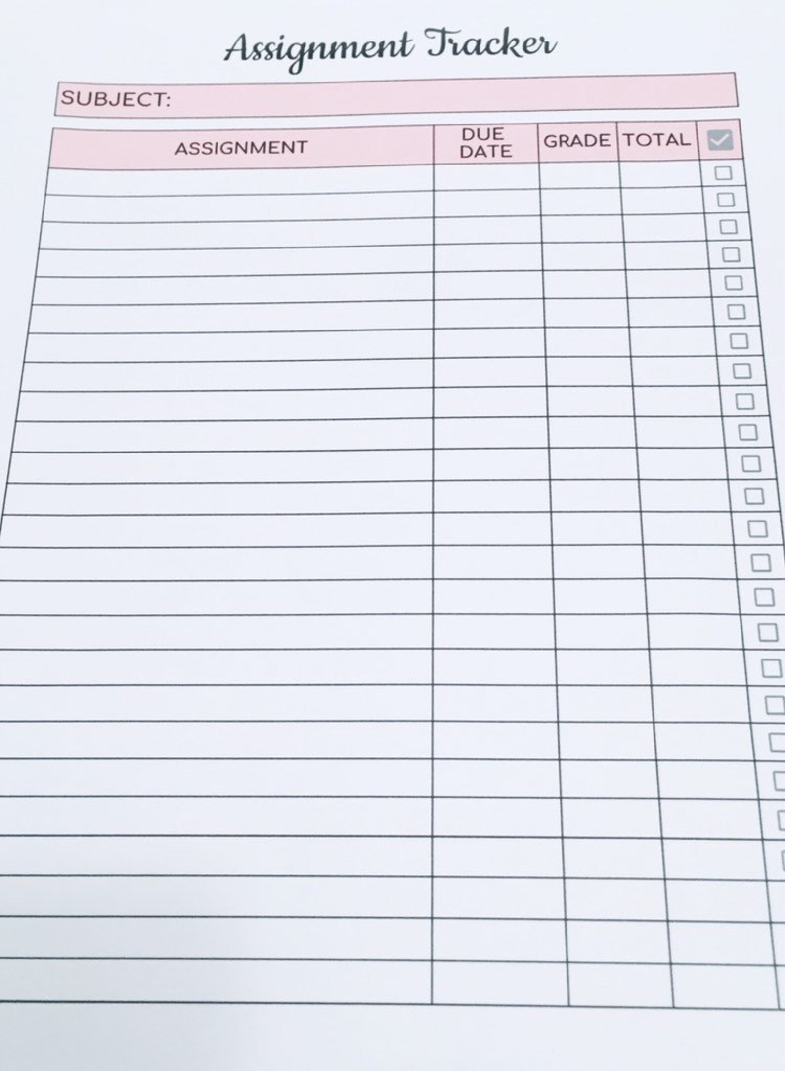 Assignment Tracker Printable Editable Grade Tracker | Etsy