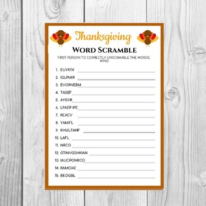 Thanksgiving Word Scramble Kid Games Printable Thanksgiving Game ...