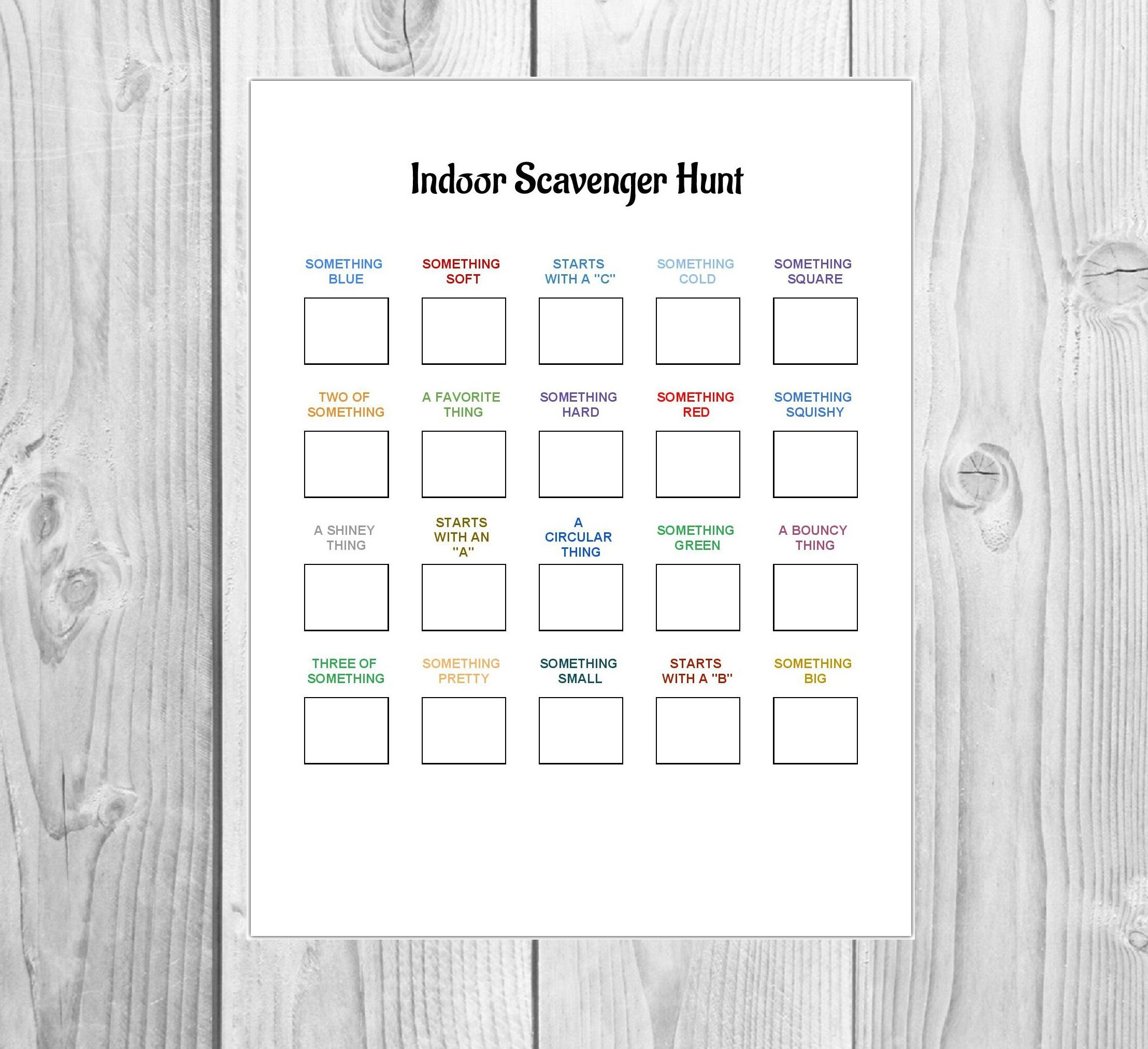 Kids Indoor Scavenger Hunt Home Activity Educational Fun - Etsy