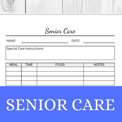 Senior Care Printable caregiver Form Elderly Care Form - Etsy