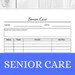 Senior Care Printable caregiver Form Elderly Care Form Instant Download ...