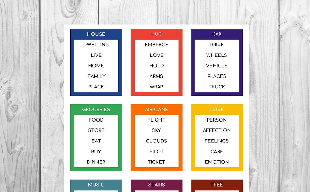 Family Taboo 81 Cards Printable | Family Reunion Games | Printable ...