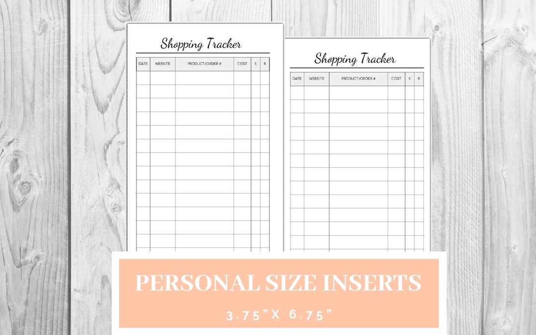 Personal Size Shopping List Printable Order Tracker Online Shopping 3. ...