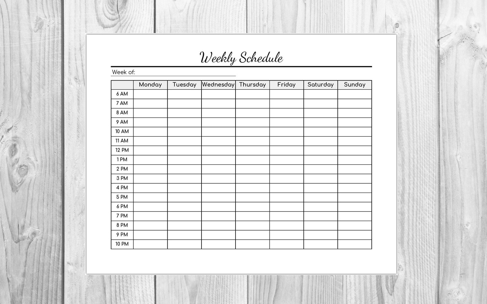 Weekly Schedule Editable PDF Hourly Schedule Printable - Etsy