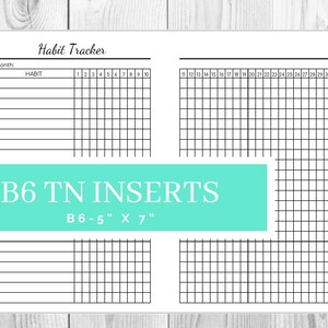B6 TN Habit Tracker Inserts Printable Routine Tracker Habit Planner Goal Tracker Foxy Fix No 5 ...