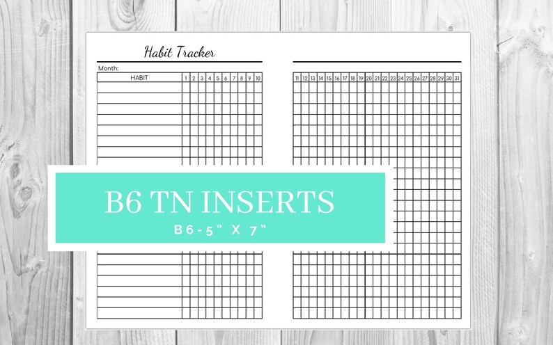 B6 TN Habit Tracker Inserts Printable Routine Tracker Habit | Etsy