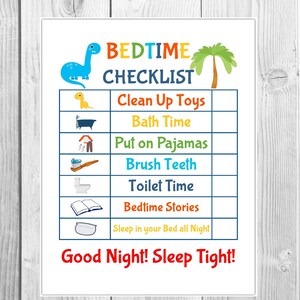 Kids Morning/bedtime Dinosaur Checklist Printable | Chore Chart | Kid ...