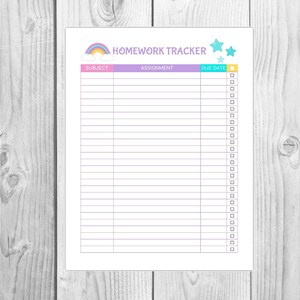 Kids Homework Tracker Assignment Tracker Grade Tracker Printable PDF ...