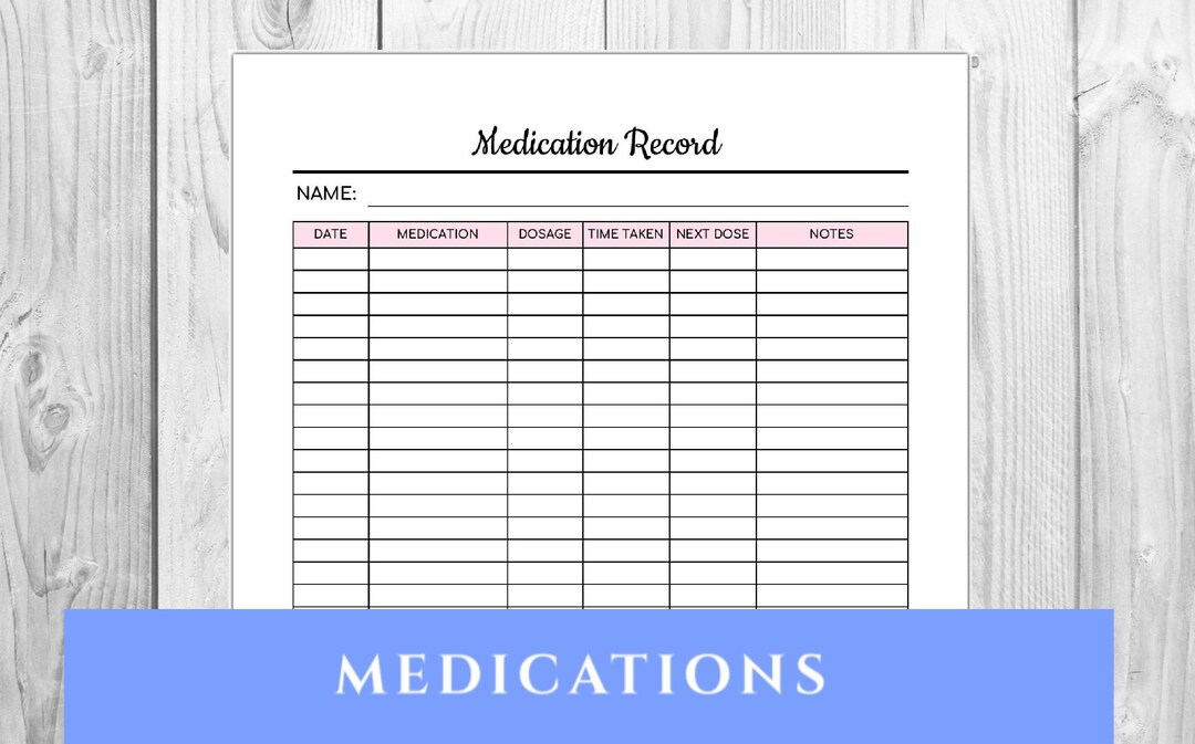 Pink Medication Printable I Editable Medication Record I US Letter ...