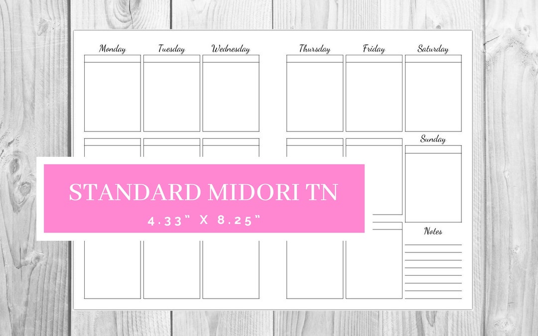Standard Midori TN Box Planner Printable Monthly Planner Foxy Fix ...